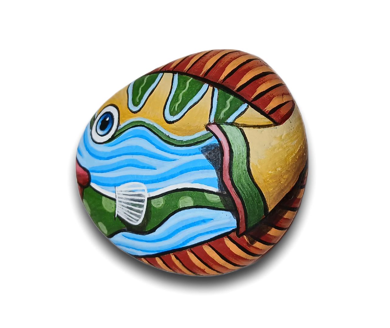 Hand-painted Pebble Art, Colorful Fantasy Fish Decor, Stone Painting ...