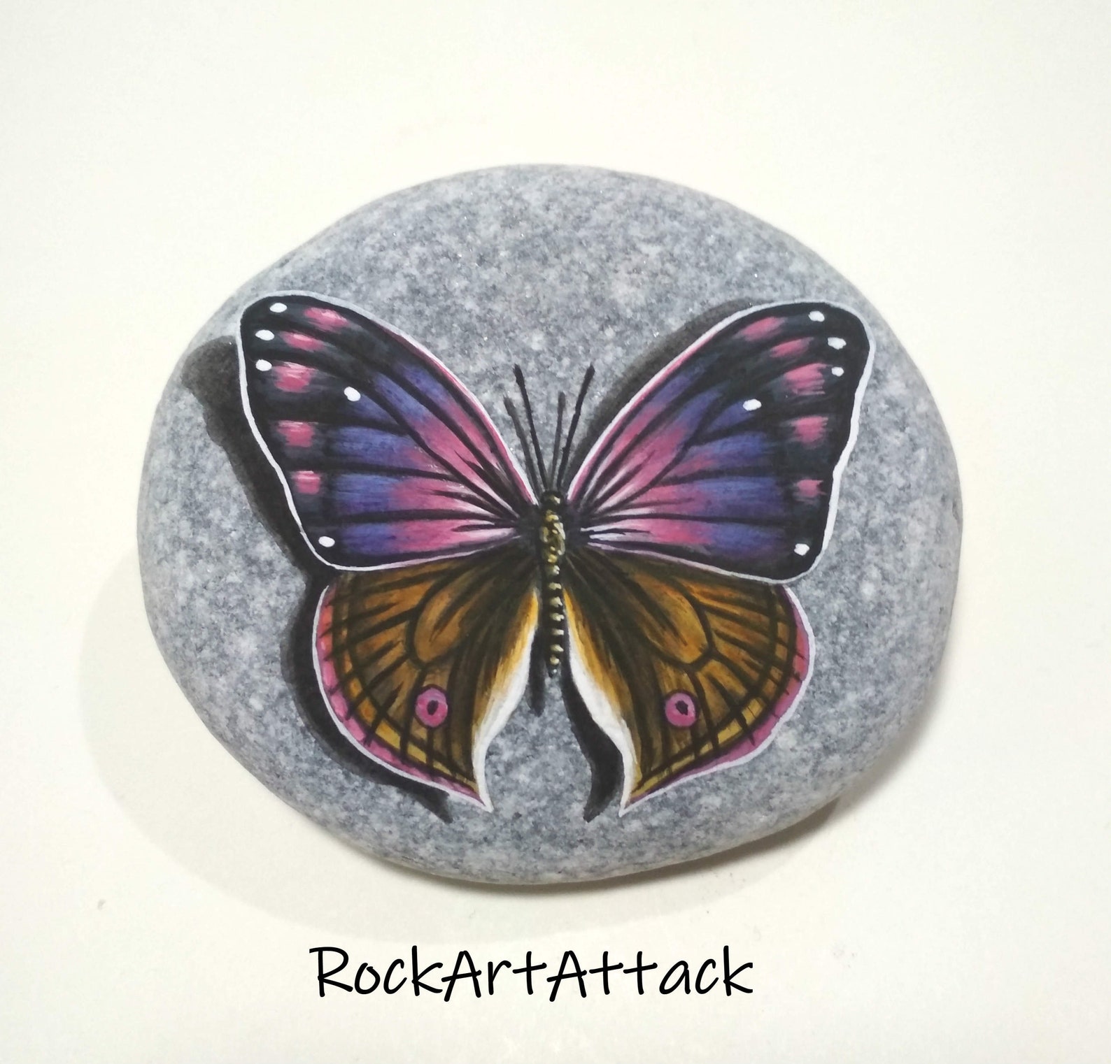 Handmade Lovely Butterfly Painted on Sea Pebble Acrylic | Etsy