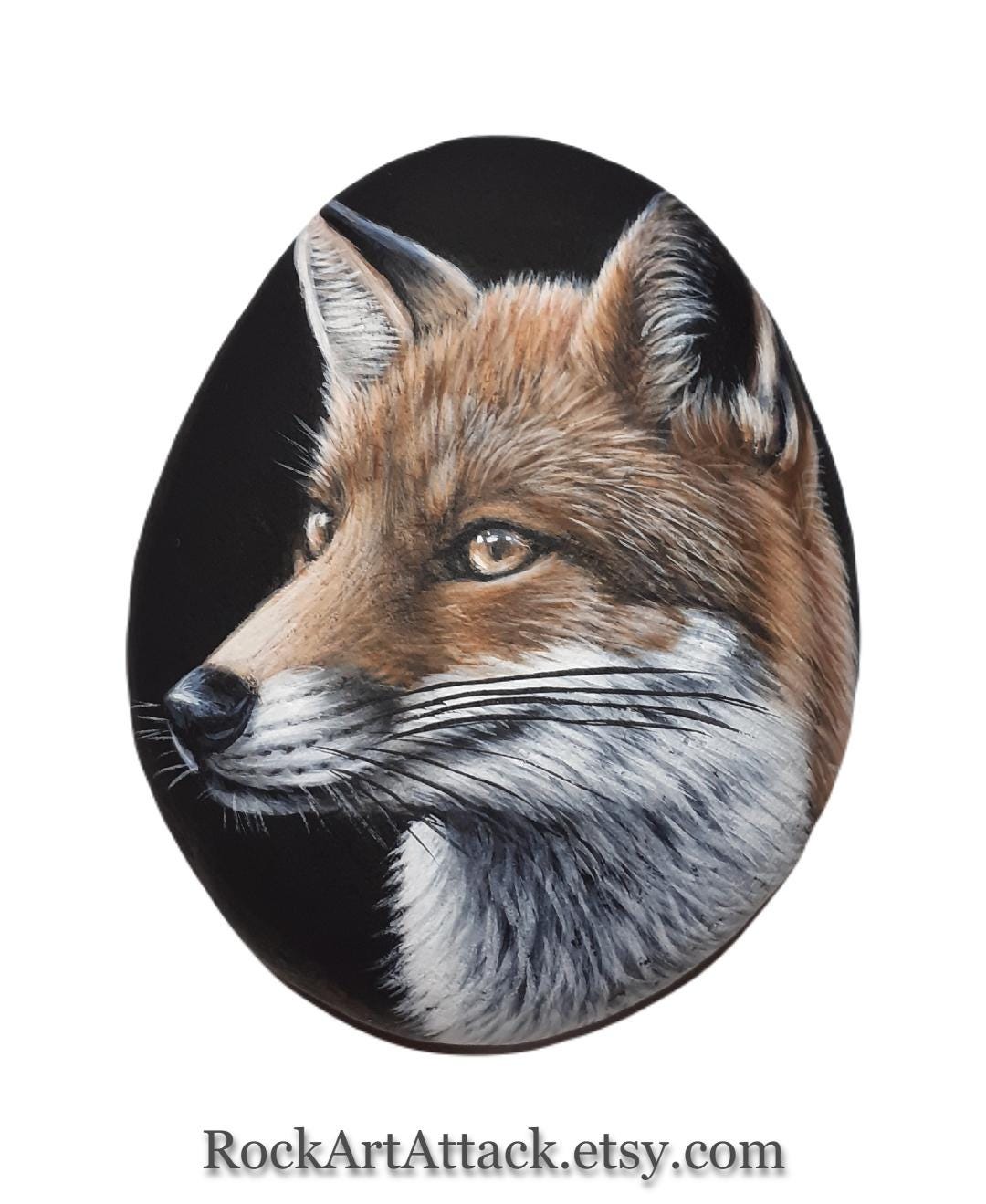 Beautiful Red Fox Face Portrait Painting With Acrylics on Stone. Animal ...