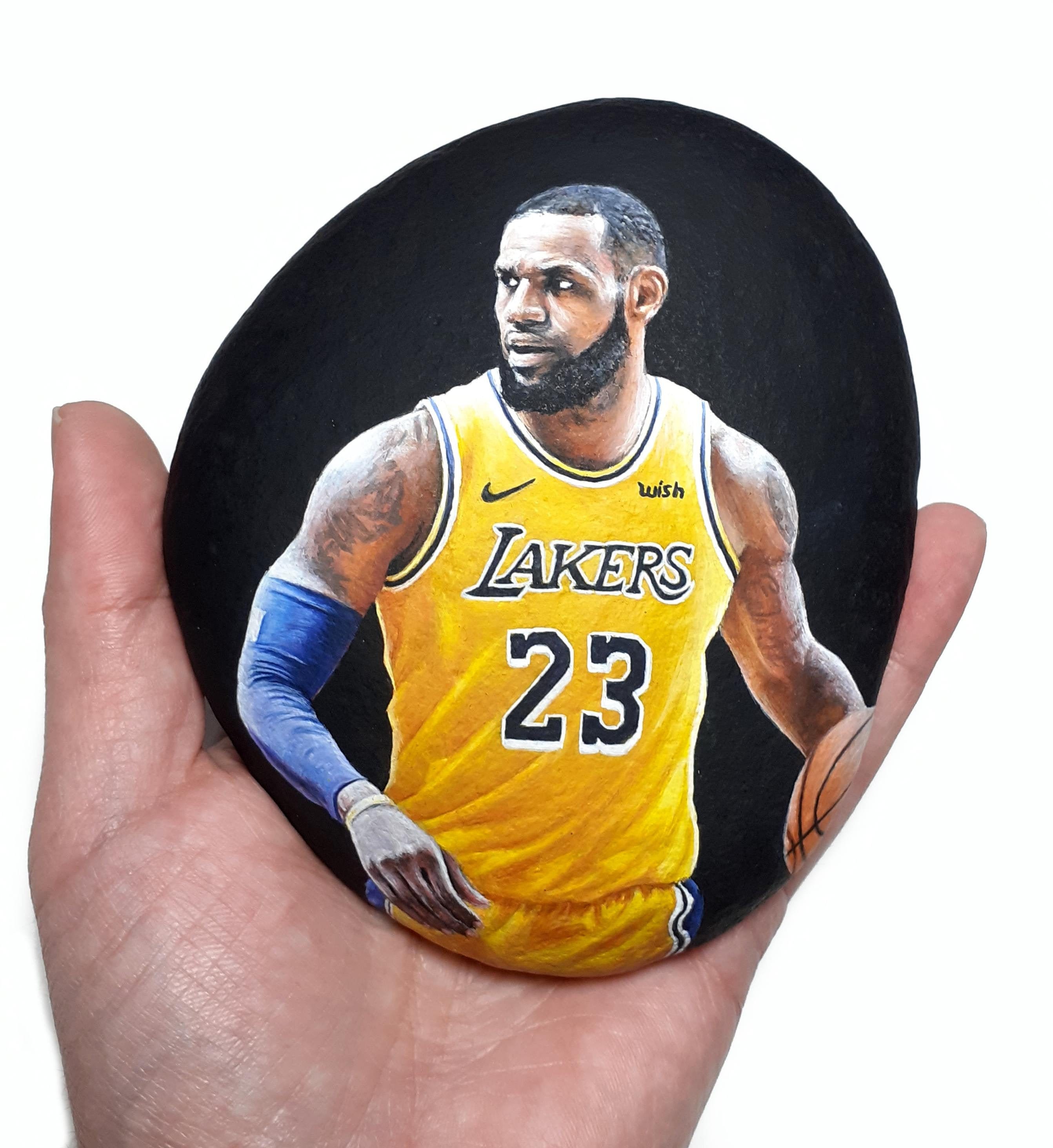 Lebron James portrait hand painted with acrylics on natural | Etsy