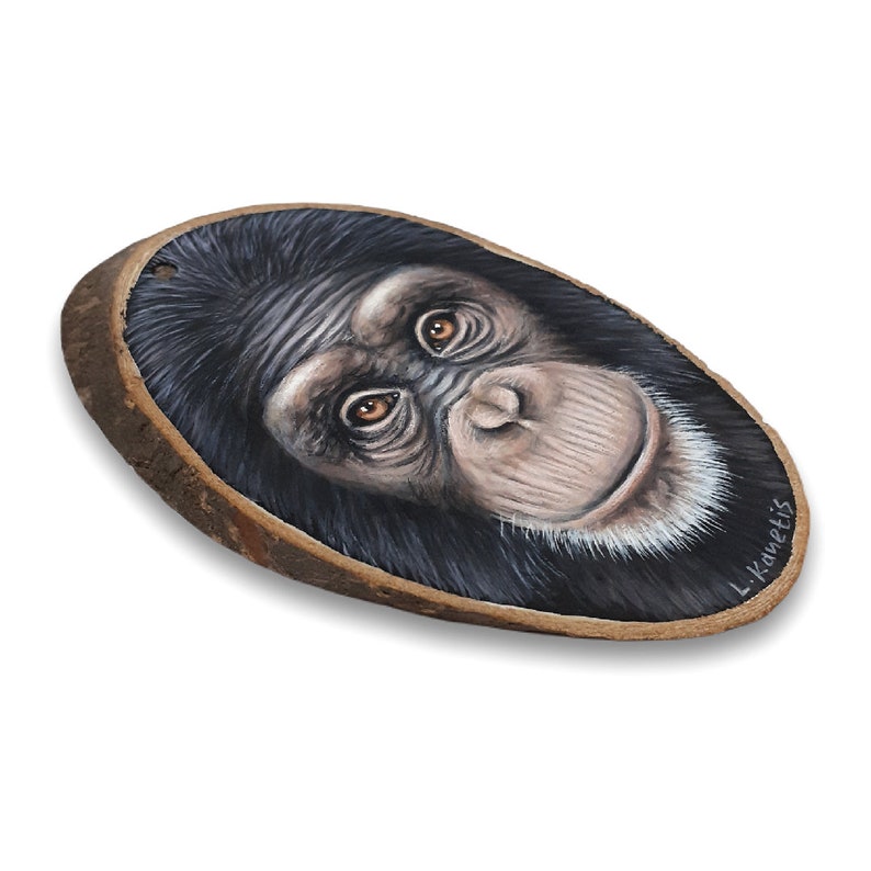 Chimpanzee Animal Face Portrait Painting With Acrylics on - Etsy
