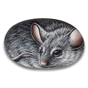 Mouse Acrylic Painting on Natural Stone Hand Painted Rodent, Finished ...