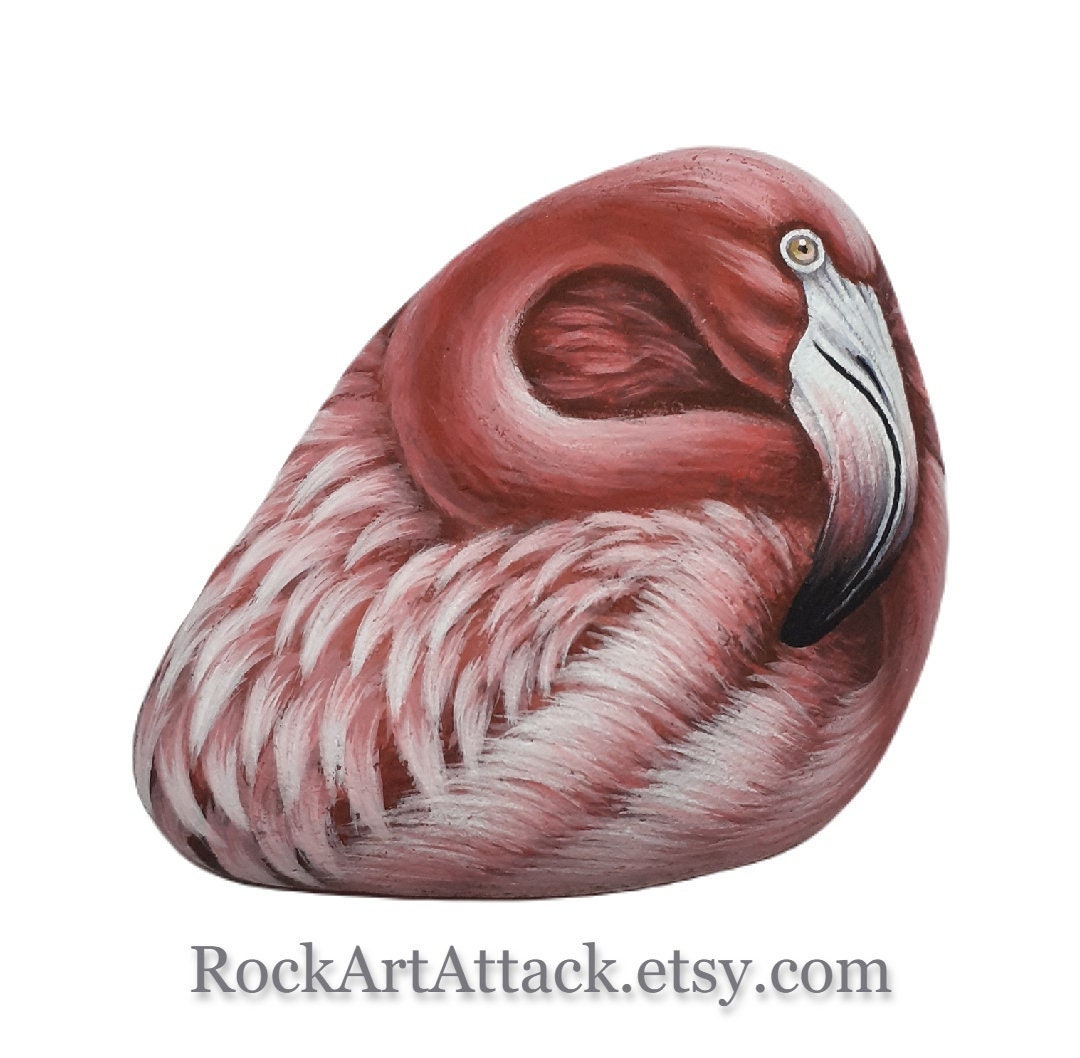 Pretty Flamingo Hand Painted on Natural Shape Sea Pebble - Etsy