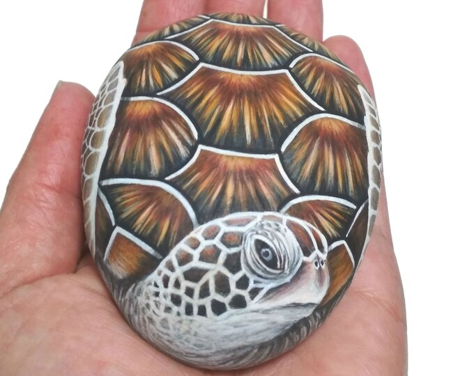 Stone Painting Sea Turtle! Hand Painted in All Sides With Acrylics on ...