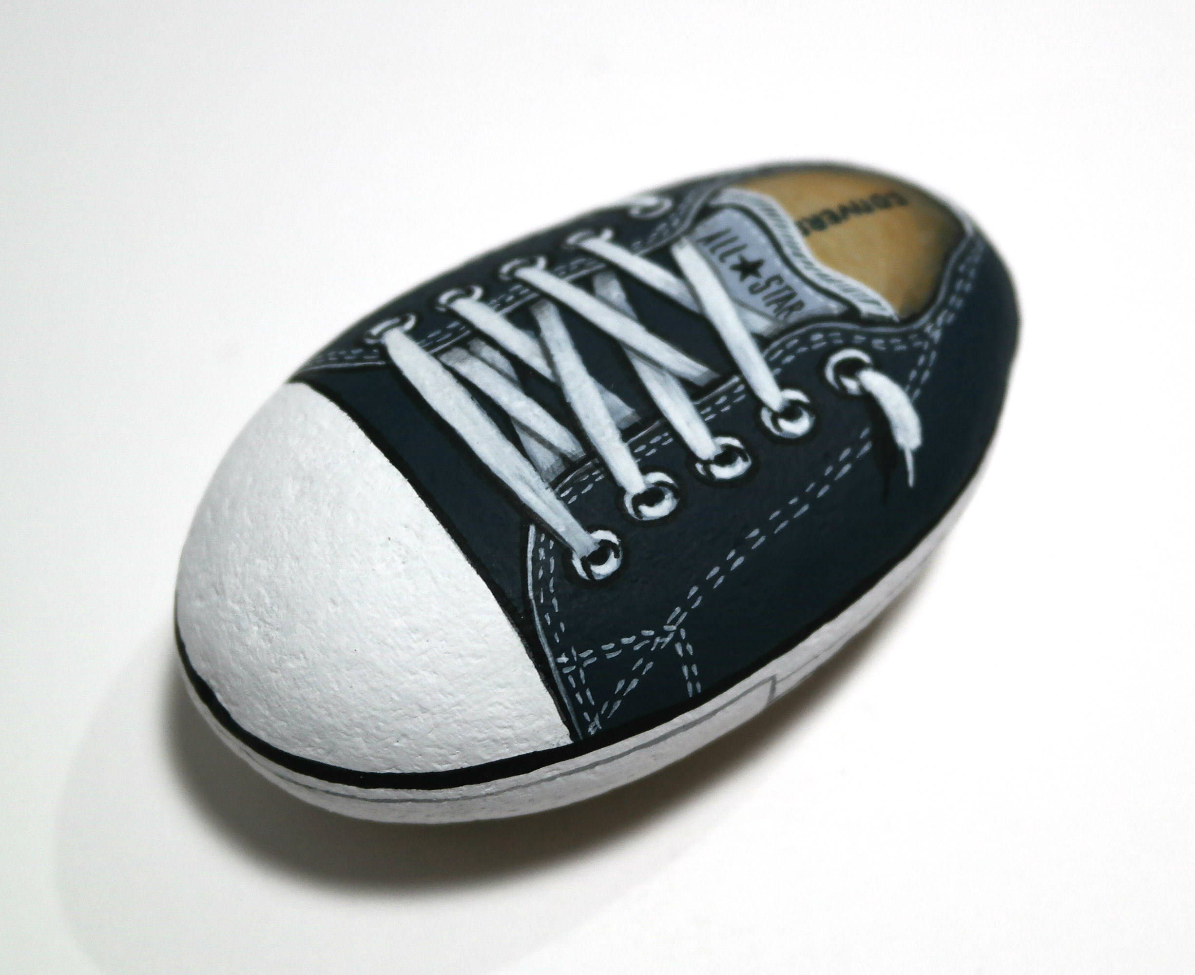 Black Shoe Painted Stone Rock Painting Handmade Gift Sea - Etsy