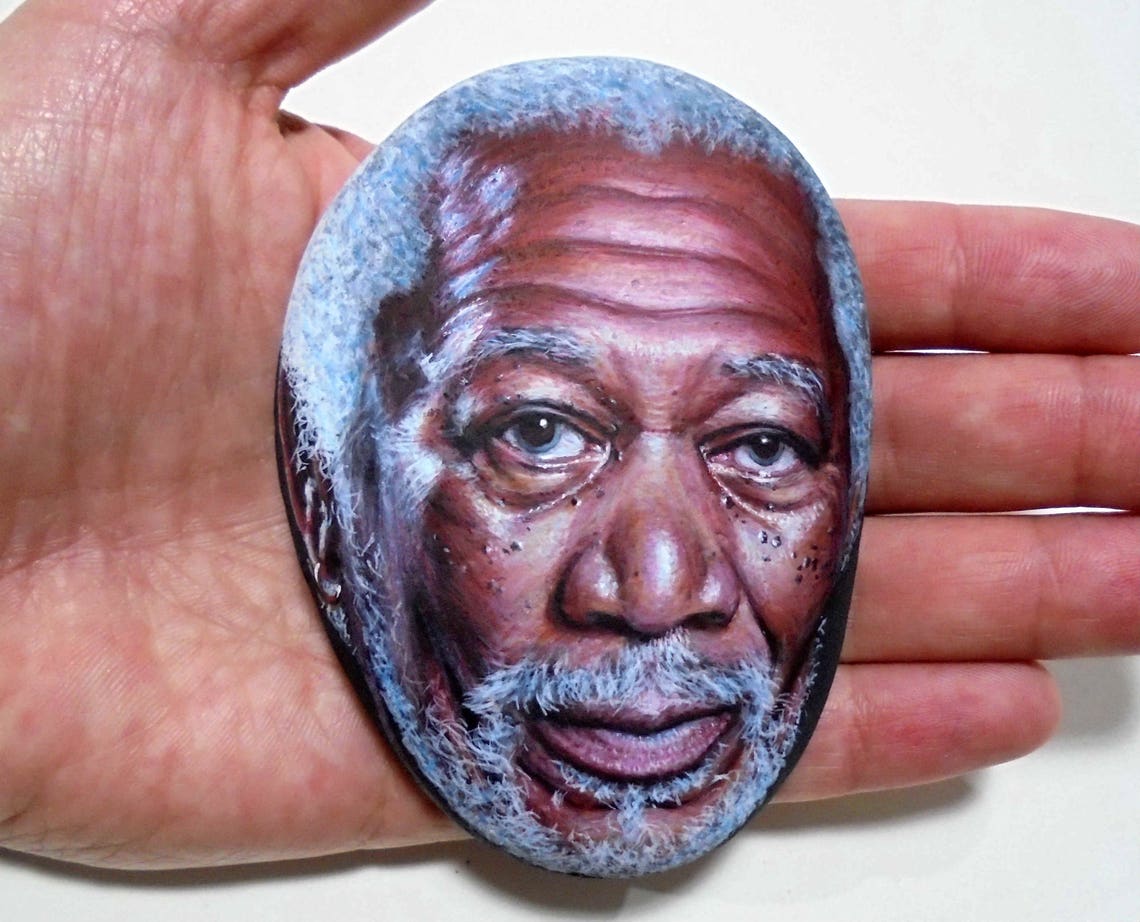 Original Morgan Freeman Portrait Painting on Flat Natural | Etsy