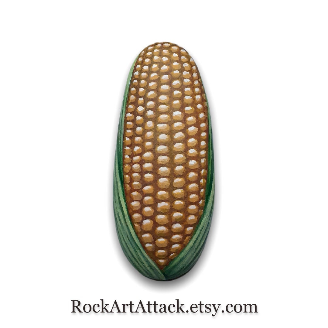 Hand Painted Pebble Corn! Painted on a Flat Natural Sea Pebble With ...