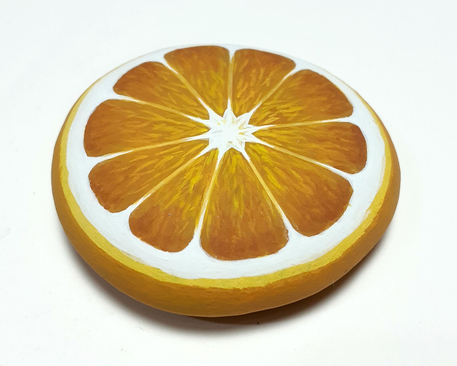 Hand Painted Pebble Orange Slice Painted With Acrylics and | Etsy