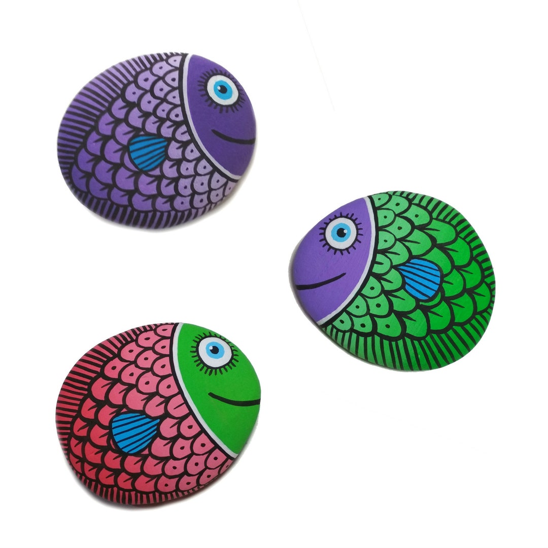 Small Fish Painted Pebble! Hand Painted With Acrylics and Finished With ...