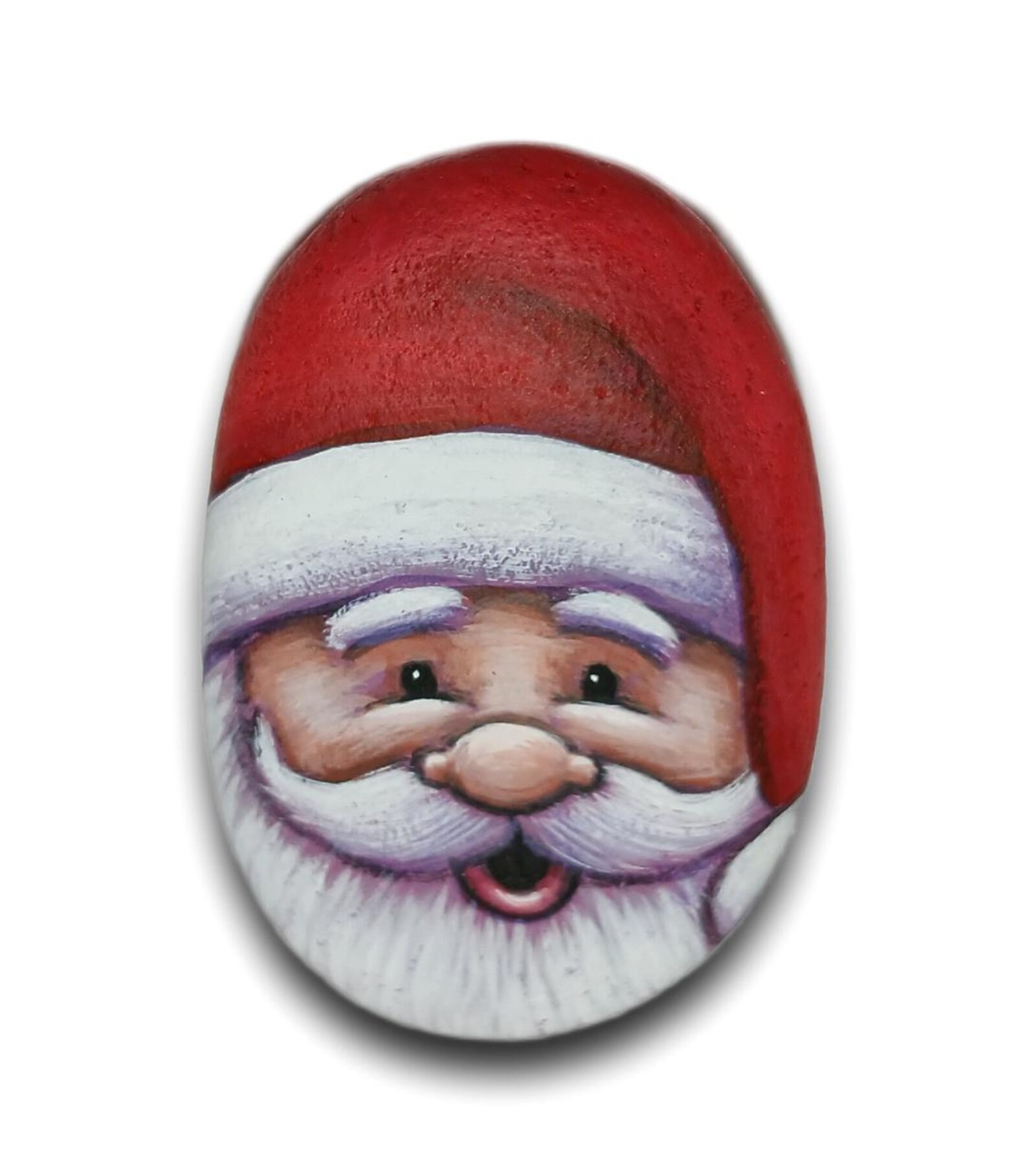 Hand-painted Santa Pebble, Christmas Decor, Unique Stone Painting Art ...