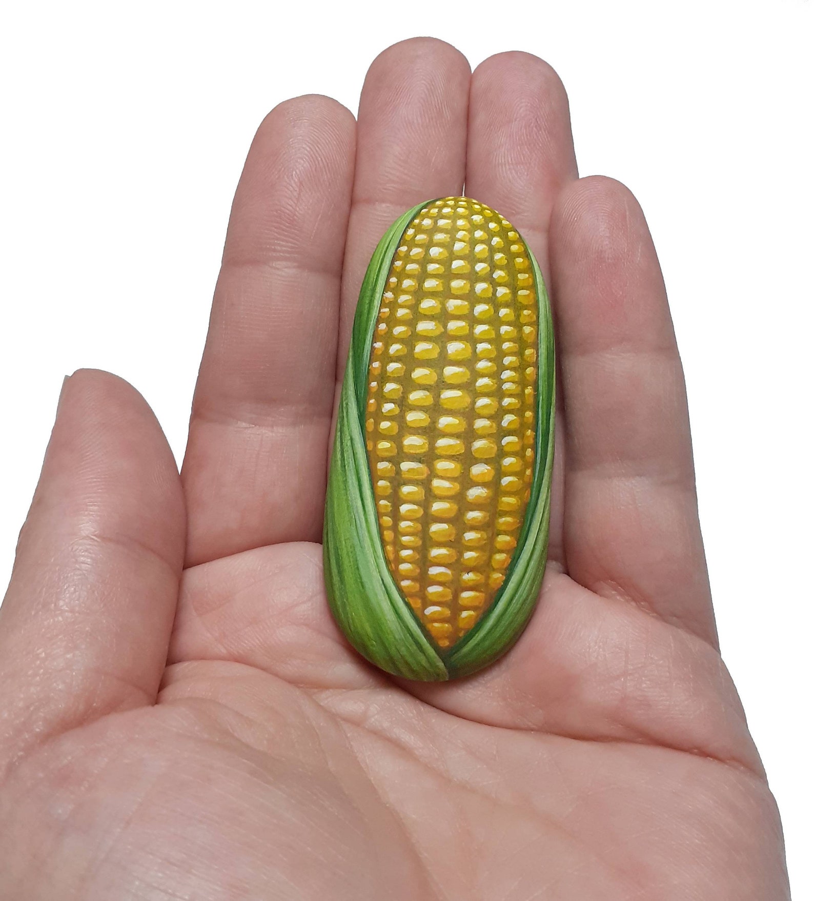 Hand Painted Pebble Corn Painted on a Flat Natural Sea Pebble - Etsy