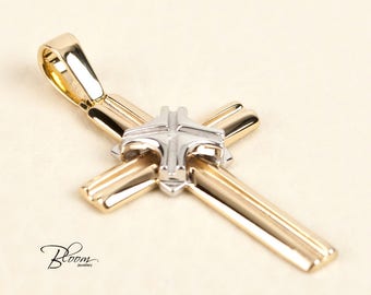 Modern Gold Cross Pendant - Etsy