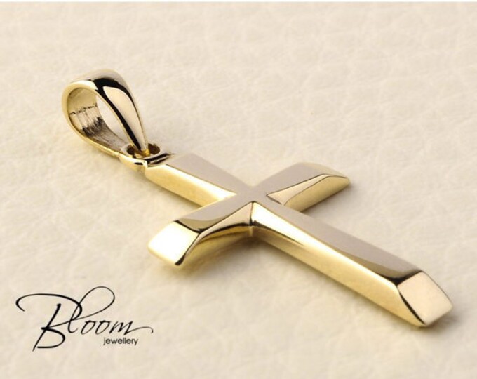 14K Solid Yellow Gold Cross Pendant 35 MM - Etsy