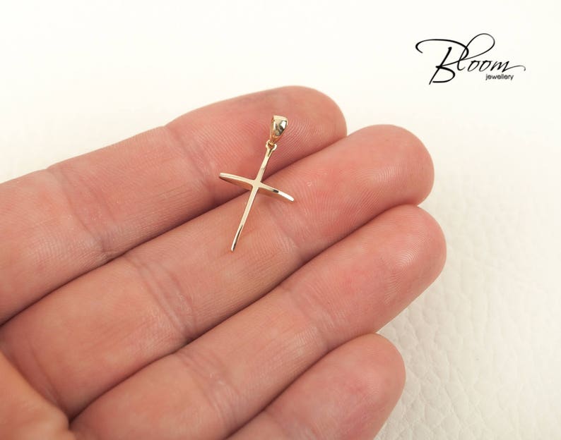 14K Solid Gold Cross Pendant - Minimalist Necklace for Women - Etsy UK