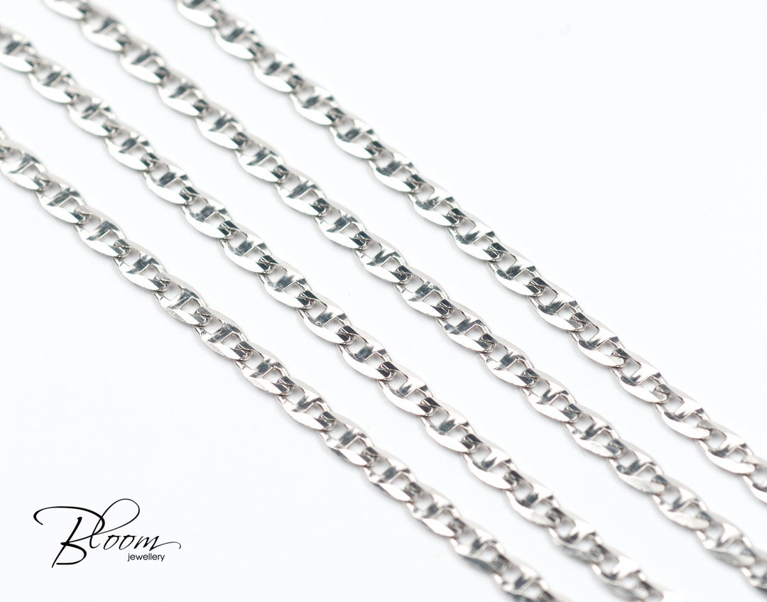 Solid White Gold Necklace 14K for Men Bloomdiamonds - Etsy