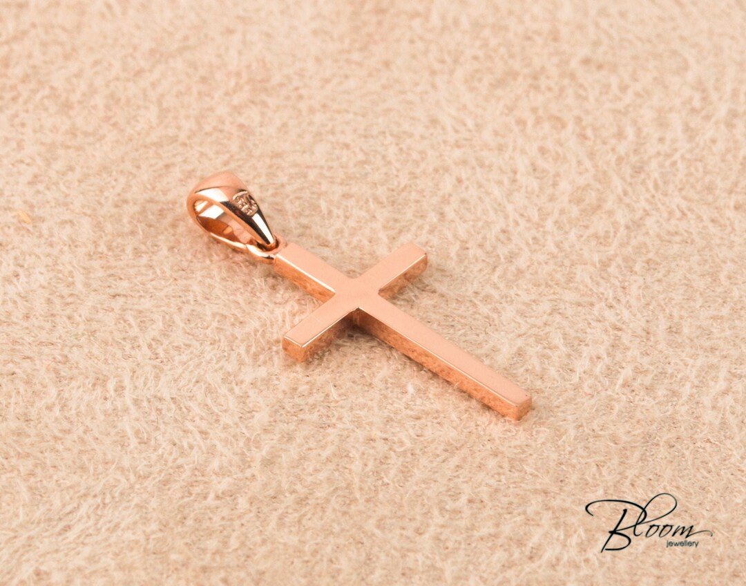 Child Gold Cross Pendant 14K Solid Simple Baptism Necklace Gift ...