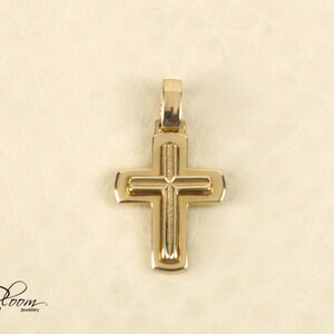Small Gold Cross Necklace 14K Real Gold Cross Pendant Baby Boy or Girl ...