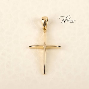 14K Solid Gold Cross Pendant - Minimalist Necklace for Women - Etsy