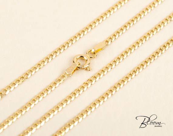 14K Gold Necklace Chain Curb Gold Chain Solid Gold Curb Chain | Etsy