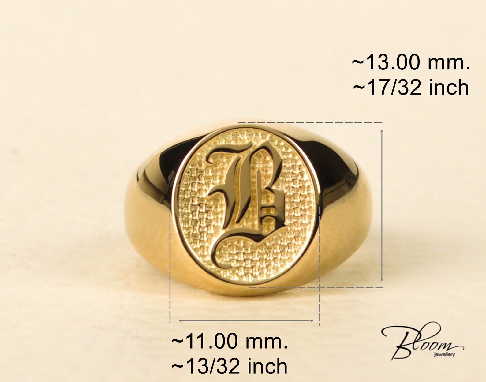 14K Solid Gold Signet Ring for Men Personalized Monogram Heavy | Etsy