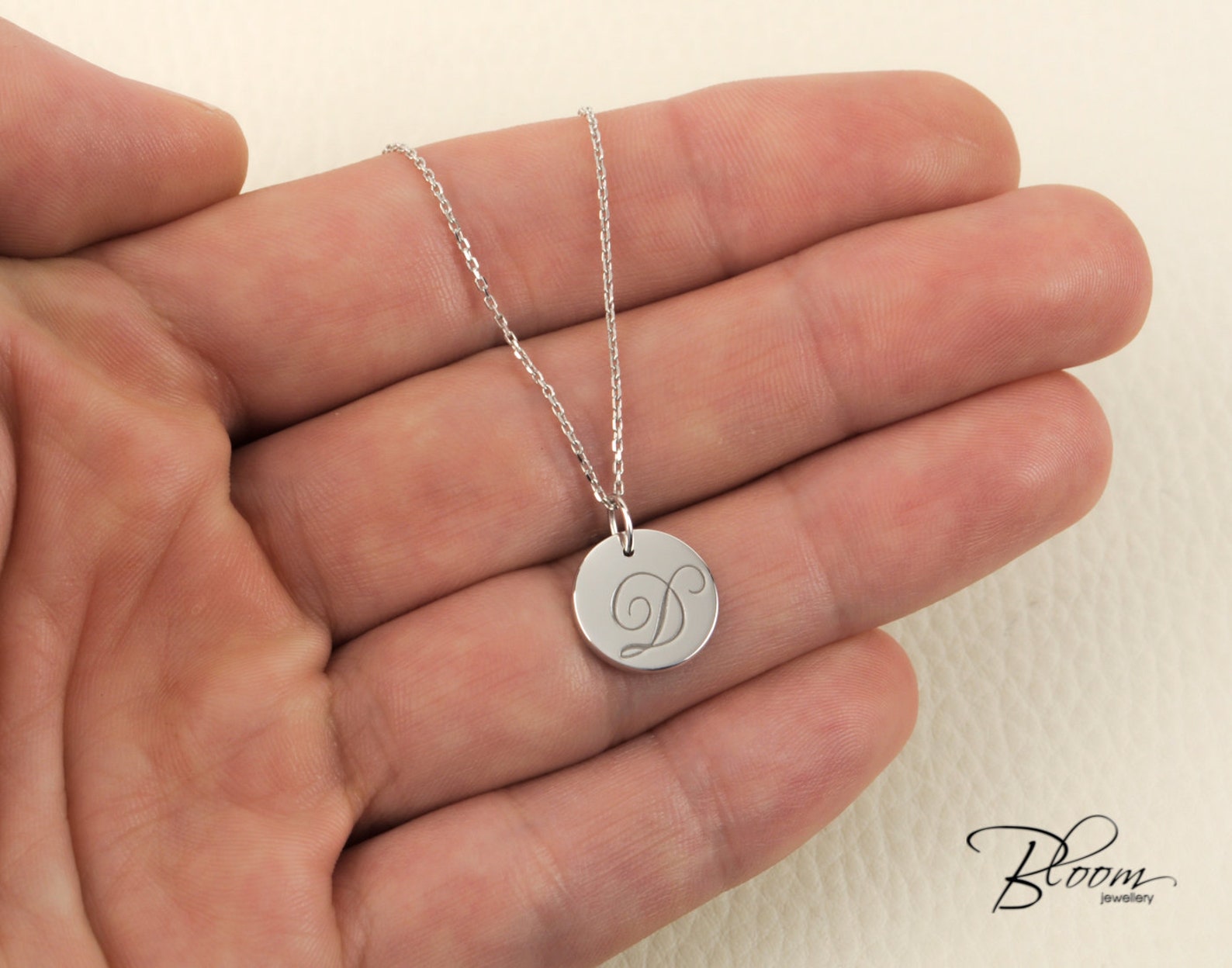 Monogram Disc Necklace 14K Personalized Jewelry Bloomdiamonds - Etsy