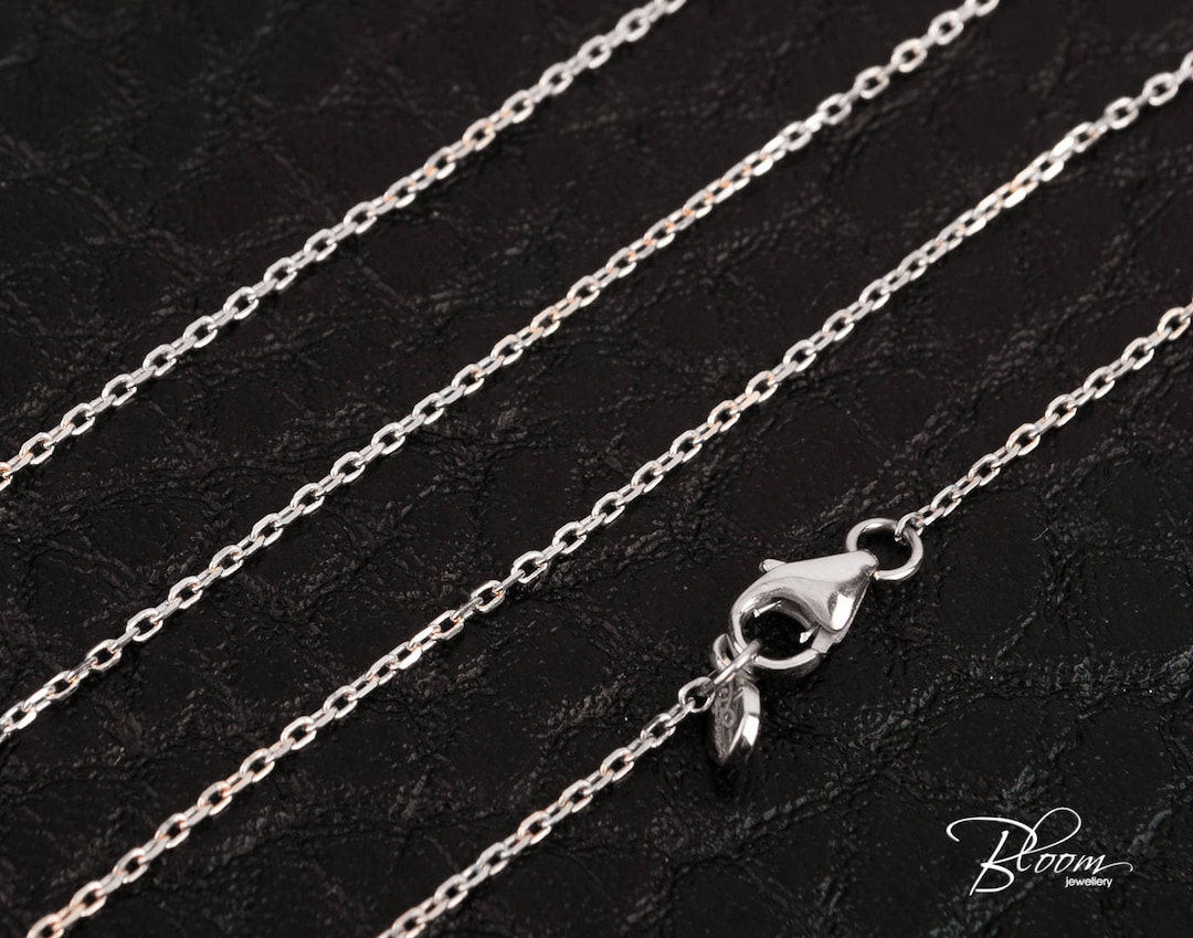 Thin White Gold Chain 14K Solid White Gold Necklace Delicate Gold Chain ...