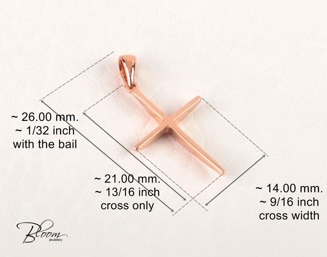 Minimalist Rose Gold Cross Pendant 14K Small Size - Etsy