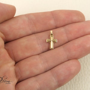 Small Gold Cross Necklace 14K Real Gold Cross Pendant Baby Boy or Girl ...