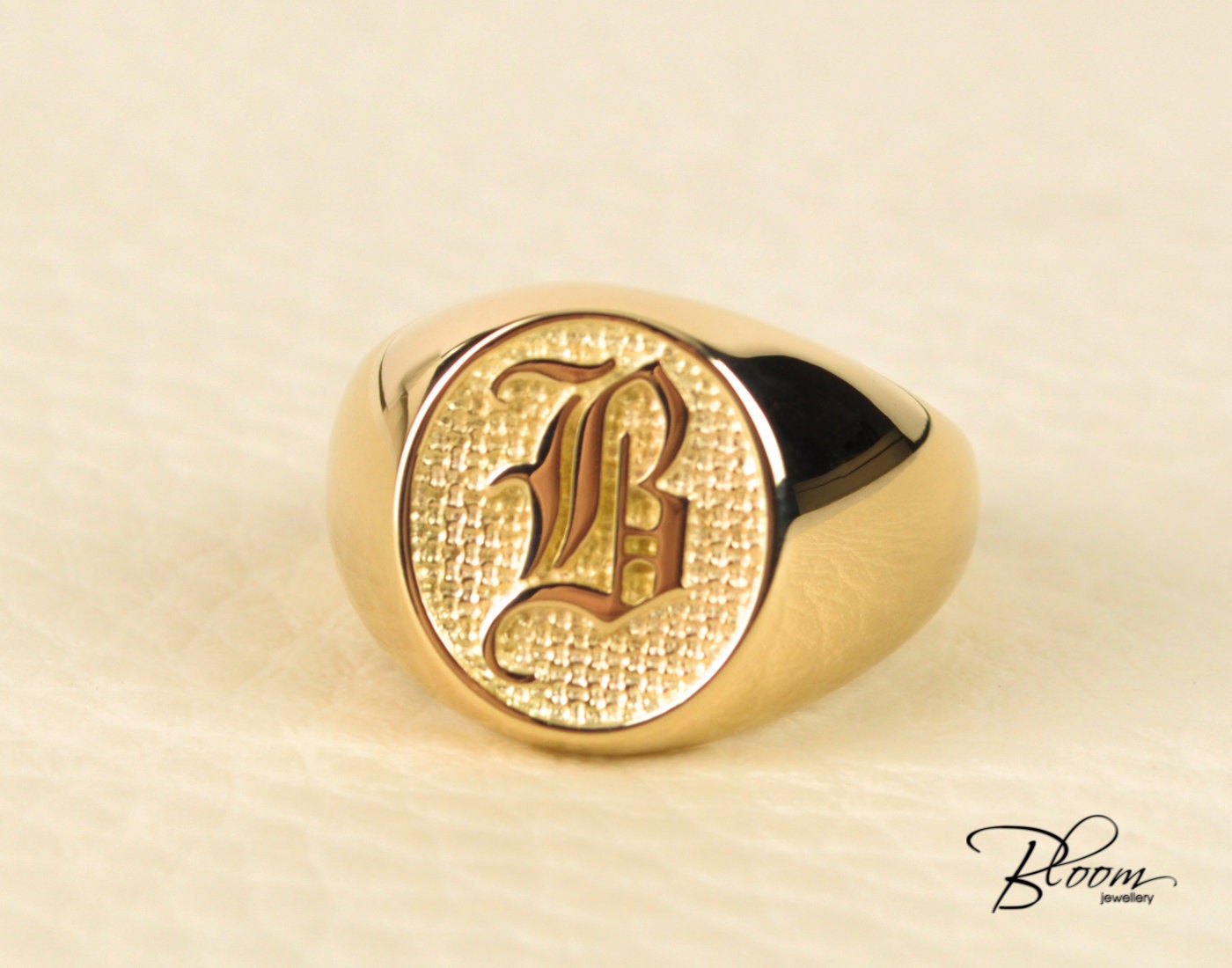 14K Solid Gold Signet Ring for Men Personalized Monogram Heavy | Etsy