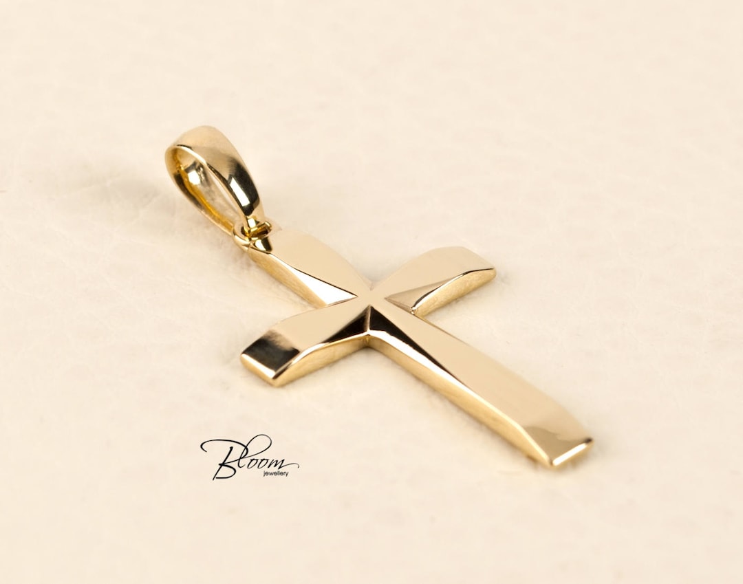 Personalized Gold Cross for Men 14K Solid Gold Cross Pendant Gold Cross ...