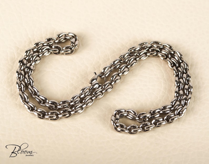 Thick White Gold Chain 14K Unique Design Heavy Necklace for | Etsy