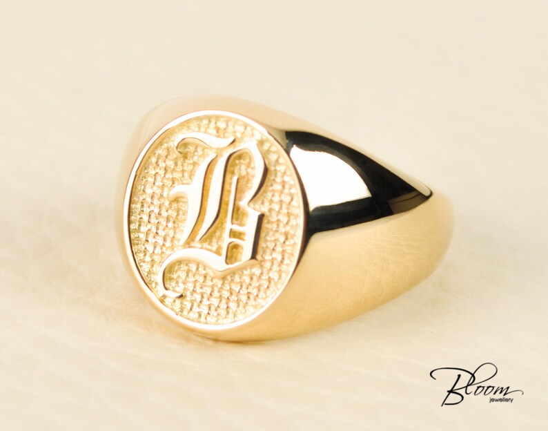 14K Solid Gold Signet Ring for Men Personalized Monogram Heavy | Etsy