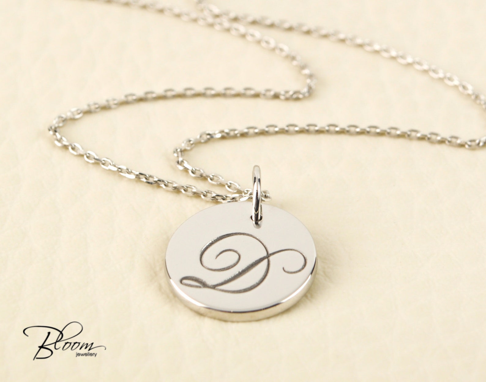 Monogram Disc Necklace 14K Personalized Jewelry Bloomdiamonds - Etsy