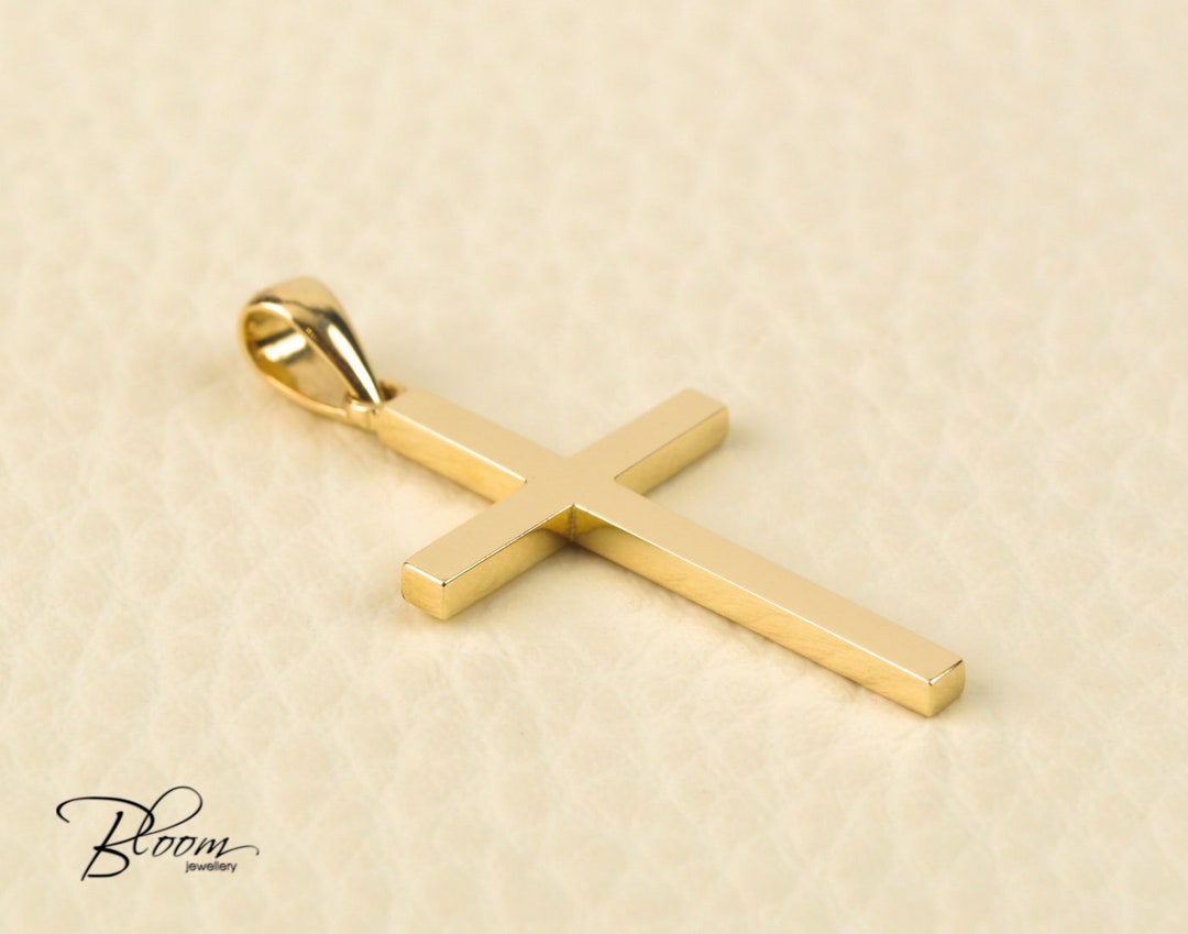 Simple Gold Cross 14K Solid Gold Cross Necklace Yellow Gold Cross ...