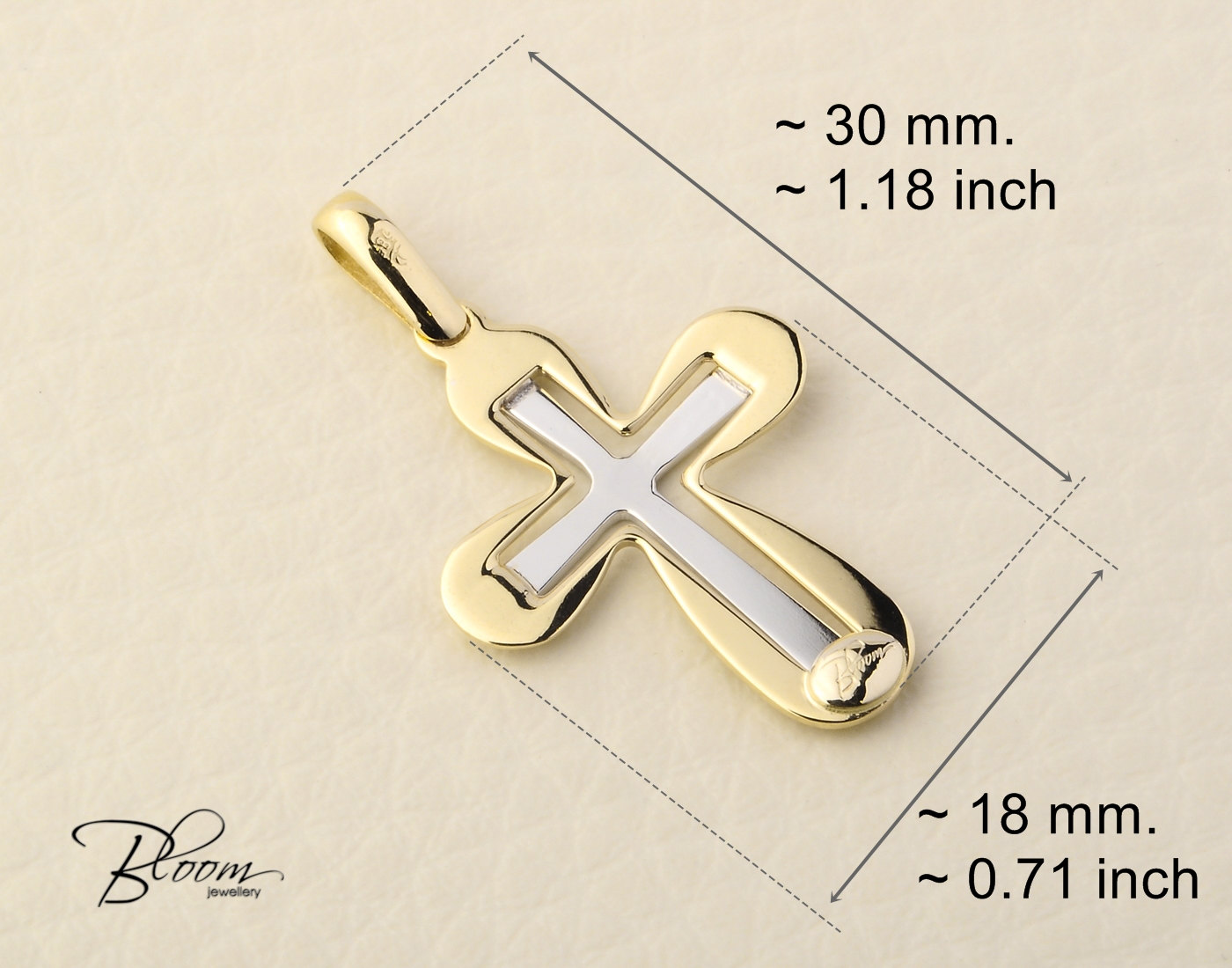 Two Tone Gold Cross 14K Solid Gold Cross Necklace Gold Cross - Etsy