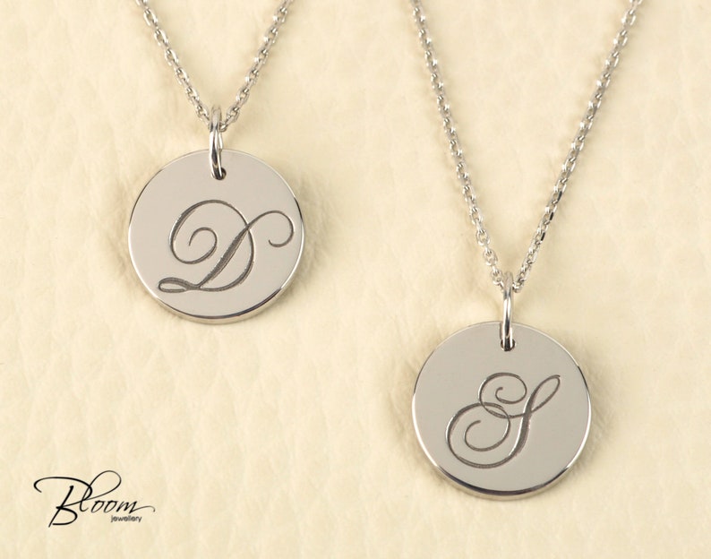 Monogram Disc Necklace 14K Personalized Jewelry Bloomdiamonds - Etsy