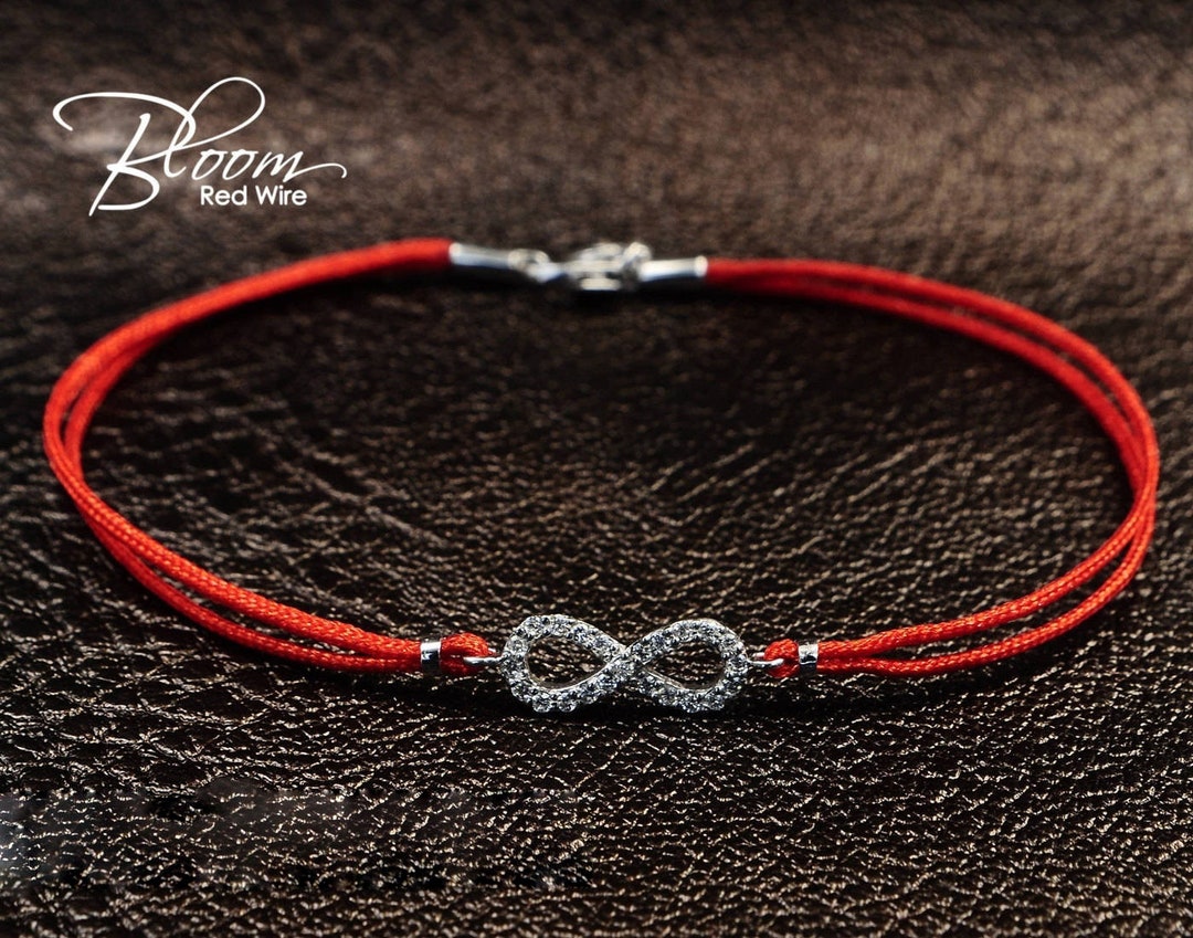 Infinity Symbol Bracelet Red String of Fate 14K White Gold ...