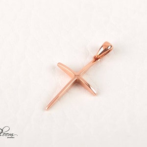 Minimalist Rose Gold Cross Pendant 14K Small Size Bloomdiamonds - Etsy