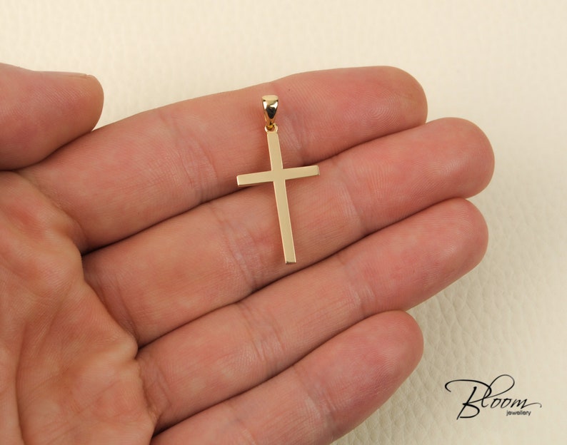 14K Solid Gold Cross Pendant Necklace: Simple Yellow Gold Design - Etsy
