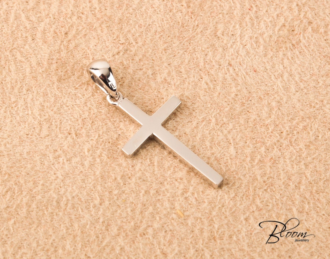 Children White Gold Cross Necklace 14K Solid Small and Simple ...