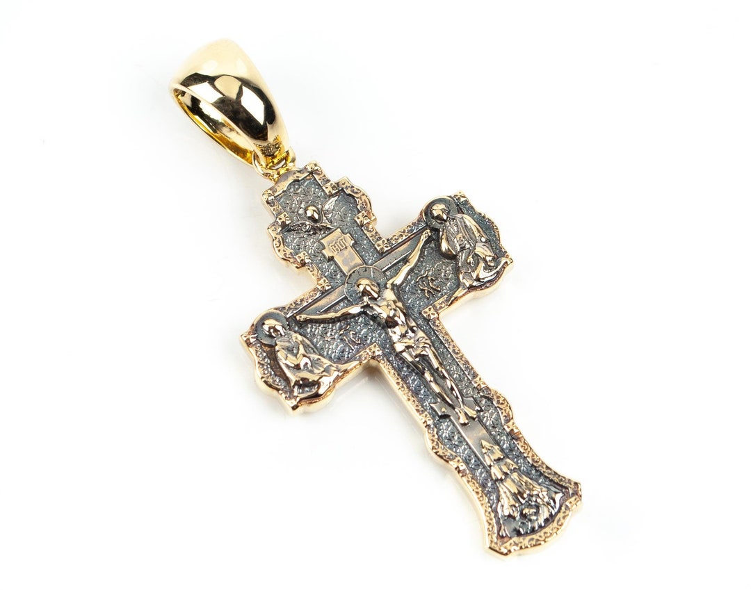 Orthodox Cross for Men 14K Solid Gold Pendant Heavy Version ...
