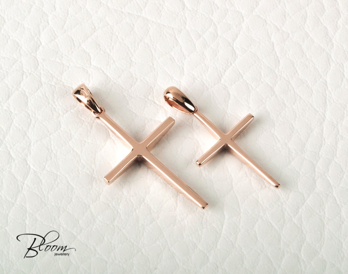 Mother and Daughter Matching Cross Pendants 14K Rose Gold Solid ...