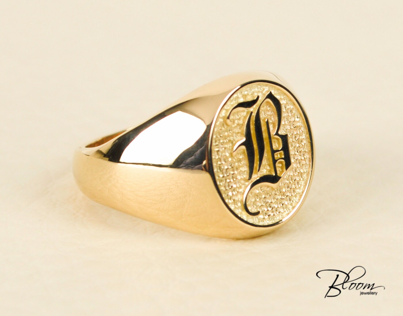 14K Solid Gold Signet Ring for Men Personalized Monogram Heavy | Etsy