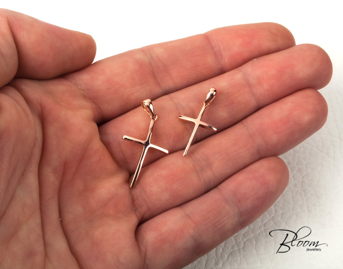 Mother and Daughter Matching Cross Pendants 14K Rose Gold Solid ...