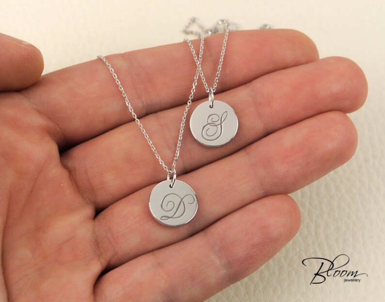 Monogram Disc Necklace 14K Personalized Jewelry Bloomdiamonds - Etsy