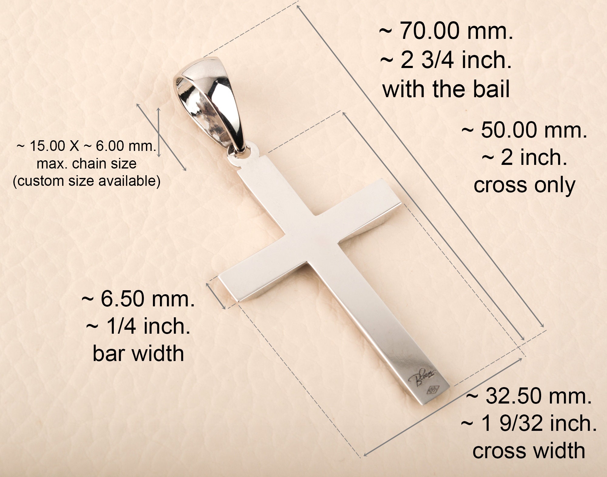 2 Inch Cross Pendant for Men 14K Solid White Gold Cross | Etsy