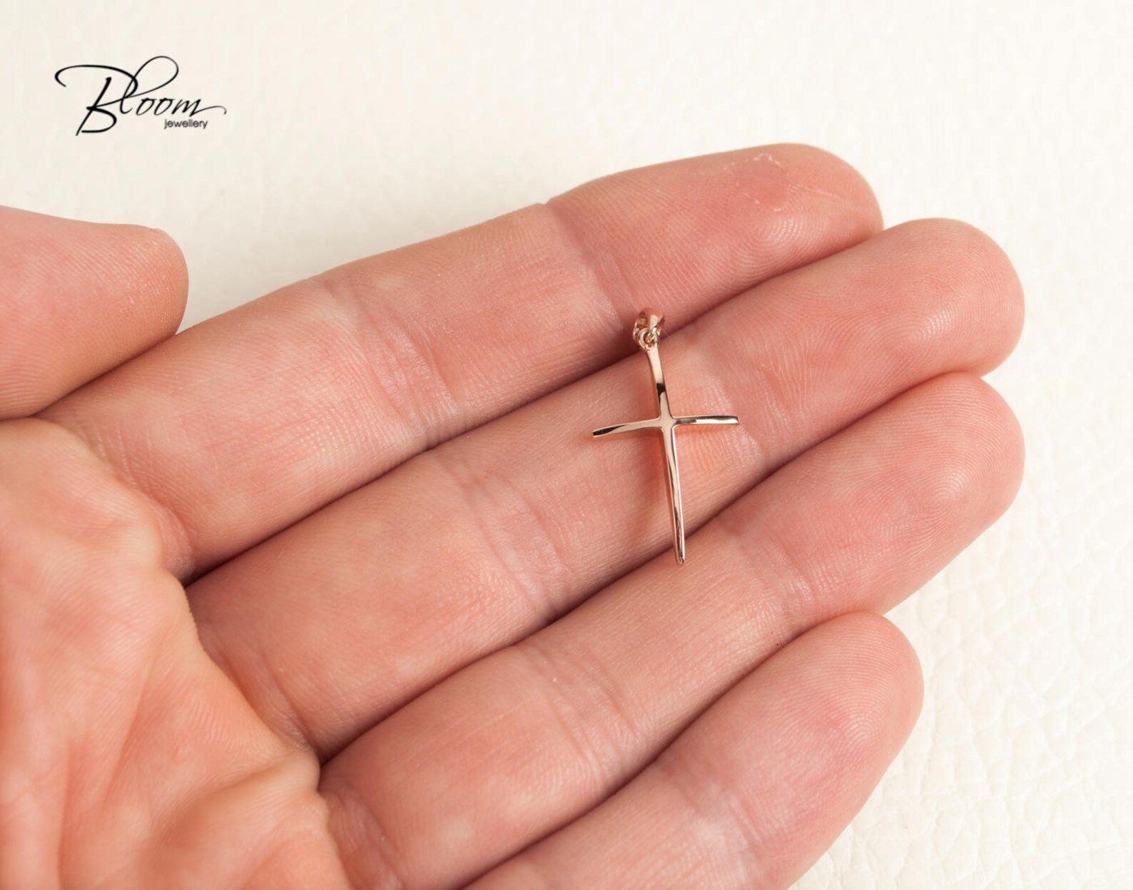 Minimalist Rose Gold Cross Pendant 14K Small Size - Etsy