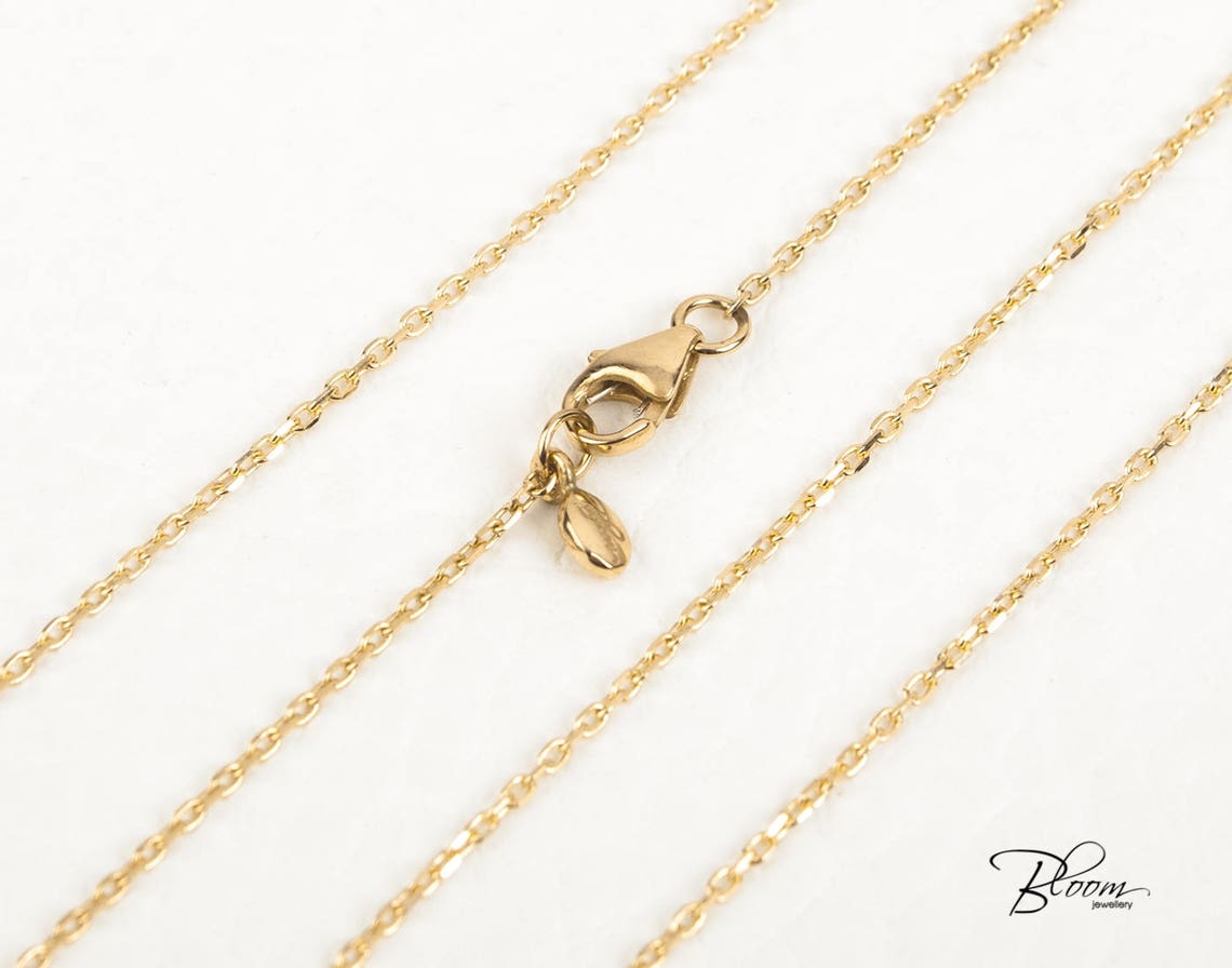 Cable Gold Chain Necklace 14K Solid Gold Chain Delicate Cable - Etsy