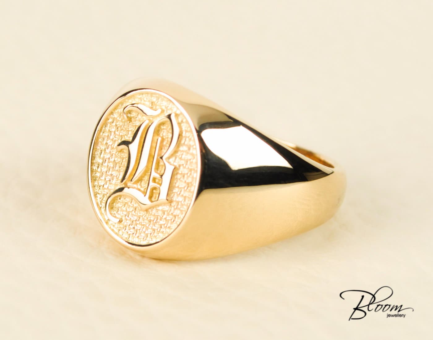 14K Solid Gold Signet Ring for Men Personalized Monogram Heavy | Etsy