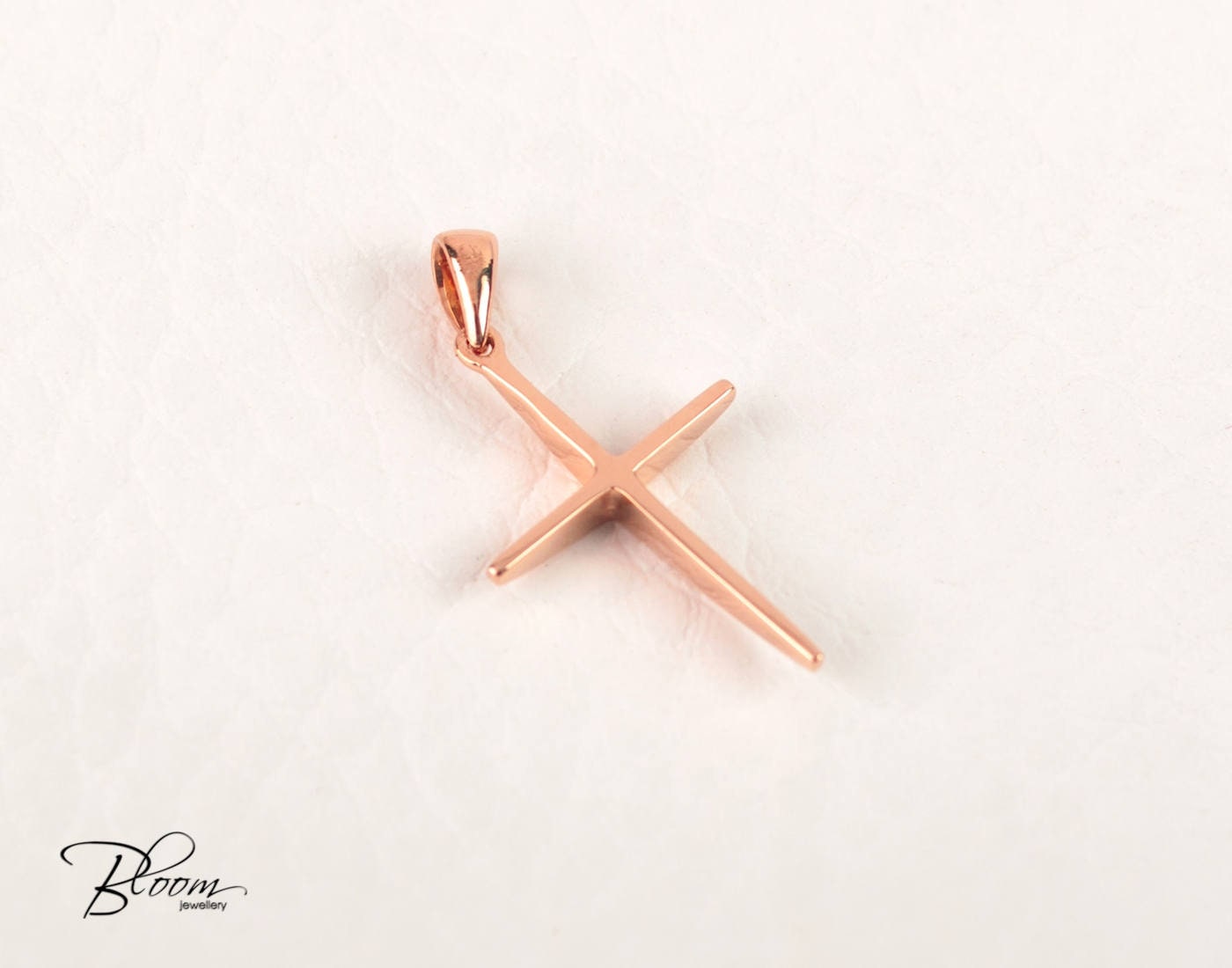 Minimalist Rose Gold Cross Pendant 14K Small Size - Etsy
